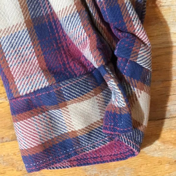 ALASKAN | Shirts | Vintage The Alaskan Red Orange Blue Brown Flannel ...